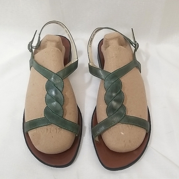 Danexx | Shoes | Danexx Green Leather Sandals Made In Brazil Size ...